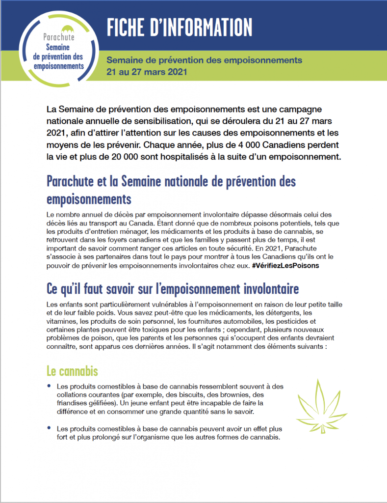 Semaine de prévention des empoisonnements – Parachute